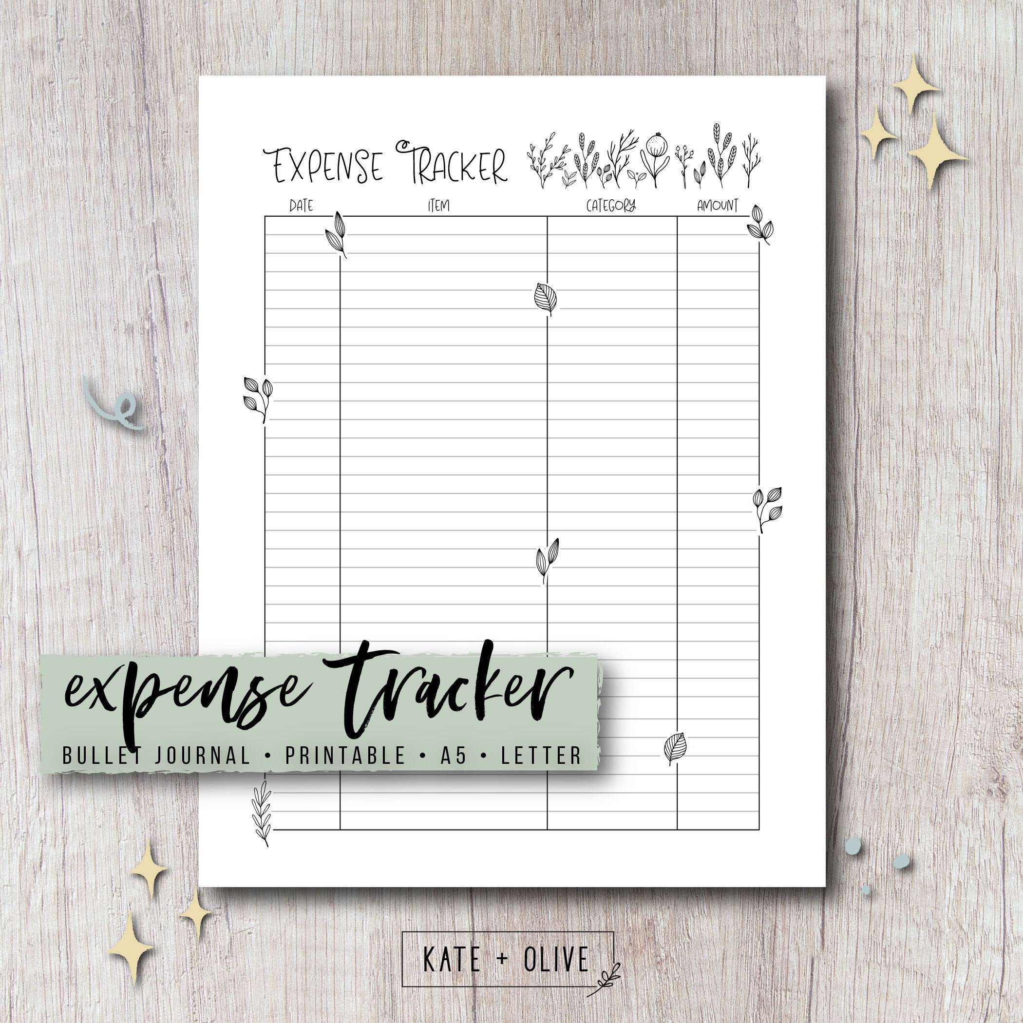 Expense Tracker Printable Template Insert for Journal and Planner ...