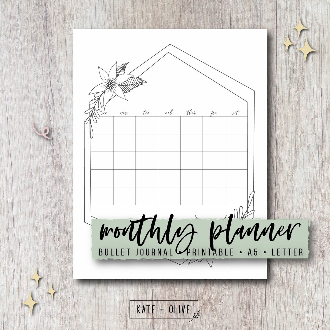 Journal Printable Monthly Planner Insert Geometric Floral Template PDF ...