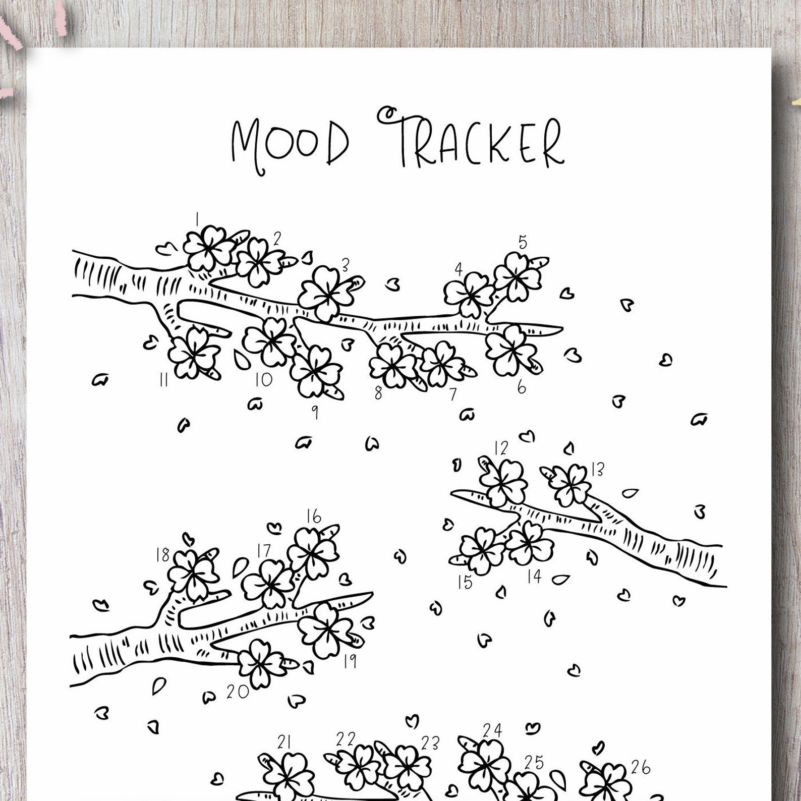 Mood Tracker Printable Insert CHERRY BLOSSOM Journal - Etsy