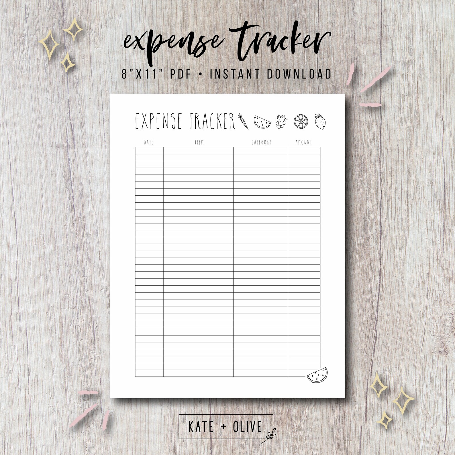 Expense Tracker Printable Template for Journal and Planner Insert ...