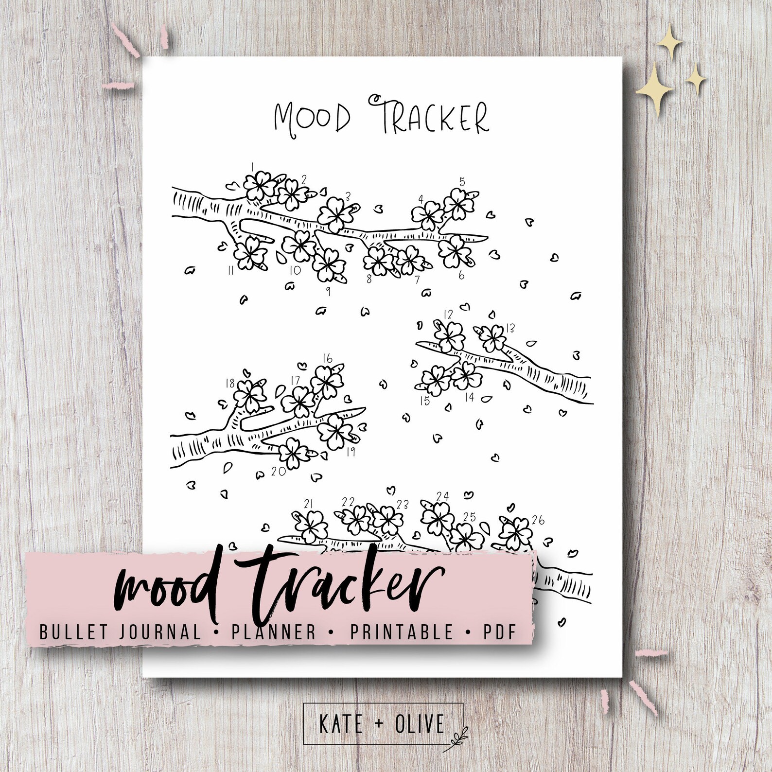 Mood Tracker Printable Insert CHERRY BLOSSOM Journal - Etsy