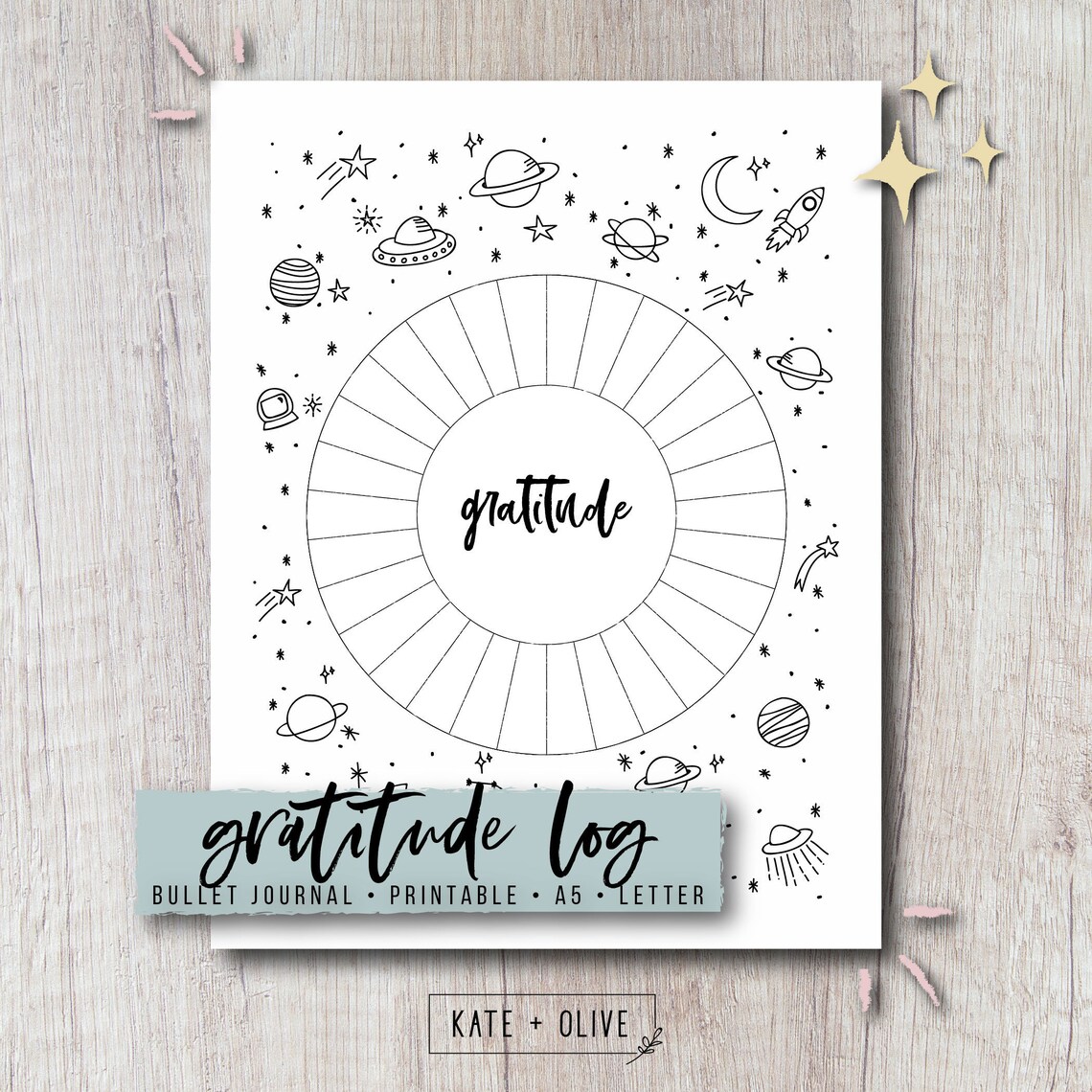 Gratitude Log Printable Insert for Journal Planner Space Letter & A5 ...