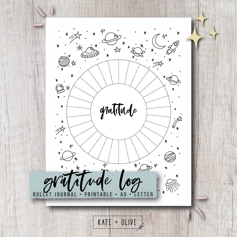 Gratitude Log Printable Insert for Journal Planner | Space | Letter ...