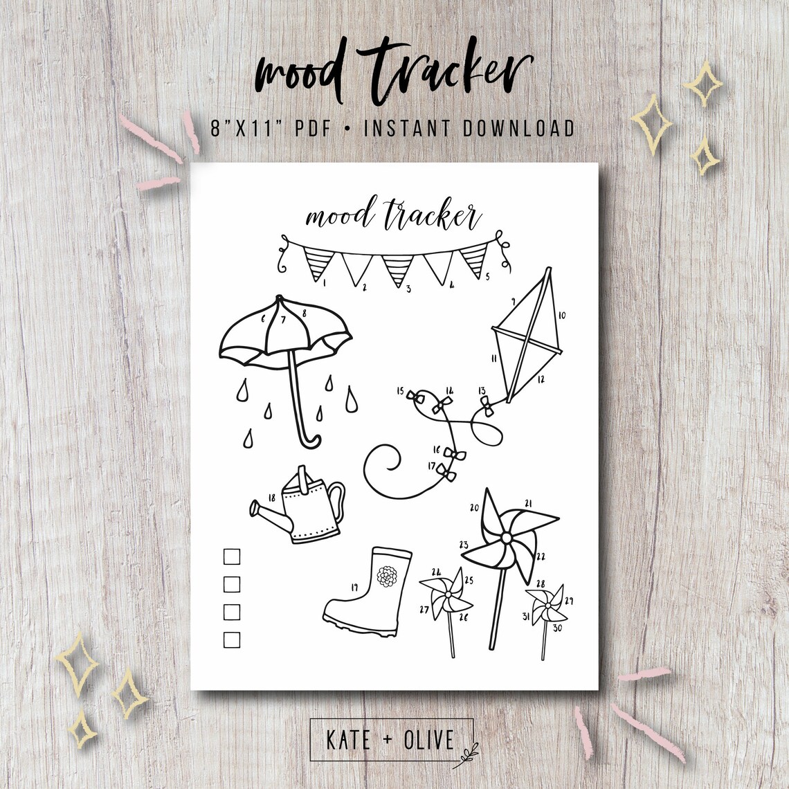 Mood Tracker Printable Insert for Journal & Planner Spring - Etsy
