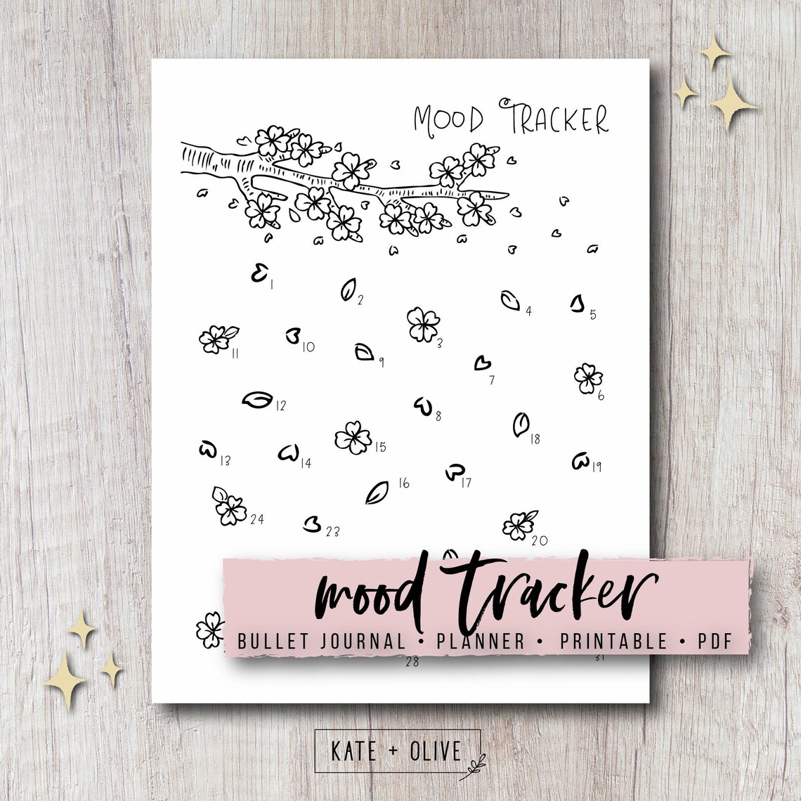 Mood Tracker Printable Insert - CHERRY BLOSSOM | Journal, Bujo, Planner ...