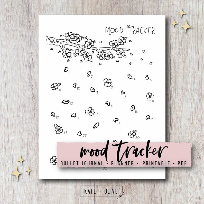 Mood Tracker Printable Insert - CHERRY BLOSSOM | Journal, Bujo, Planner ...