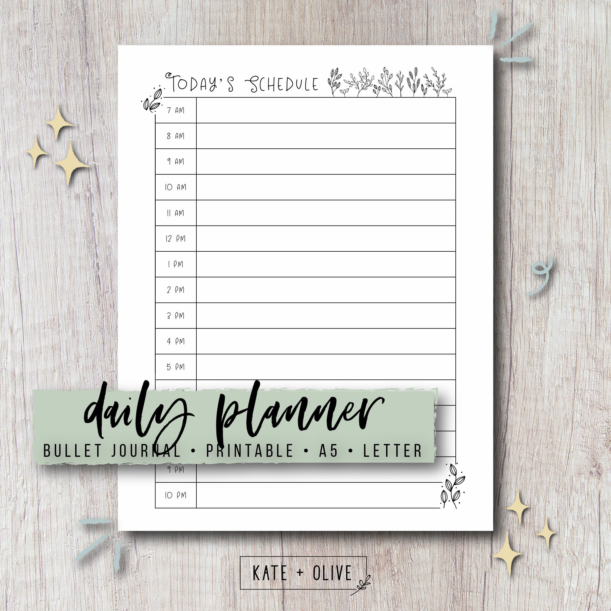 Greenery Journal Printable Planner Set - Monthly, Weekly, Daily Spread ...