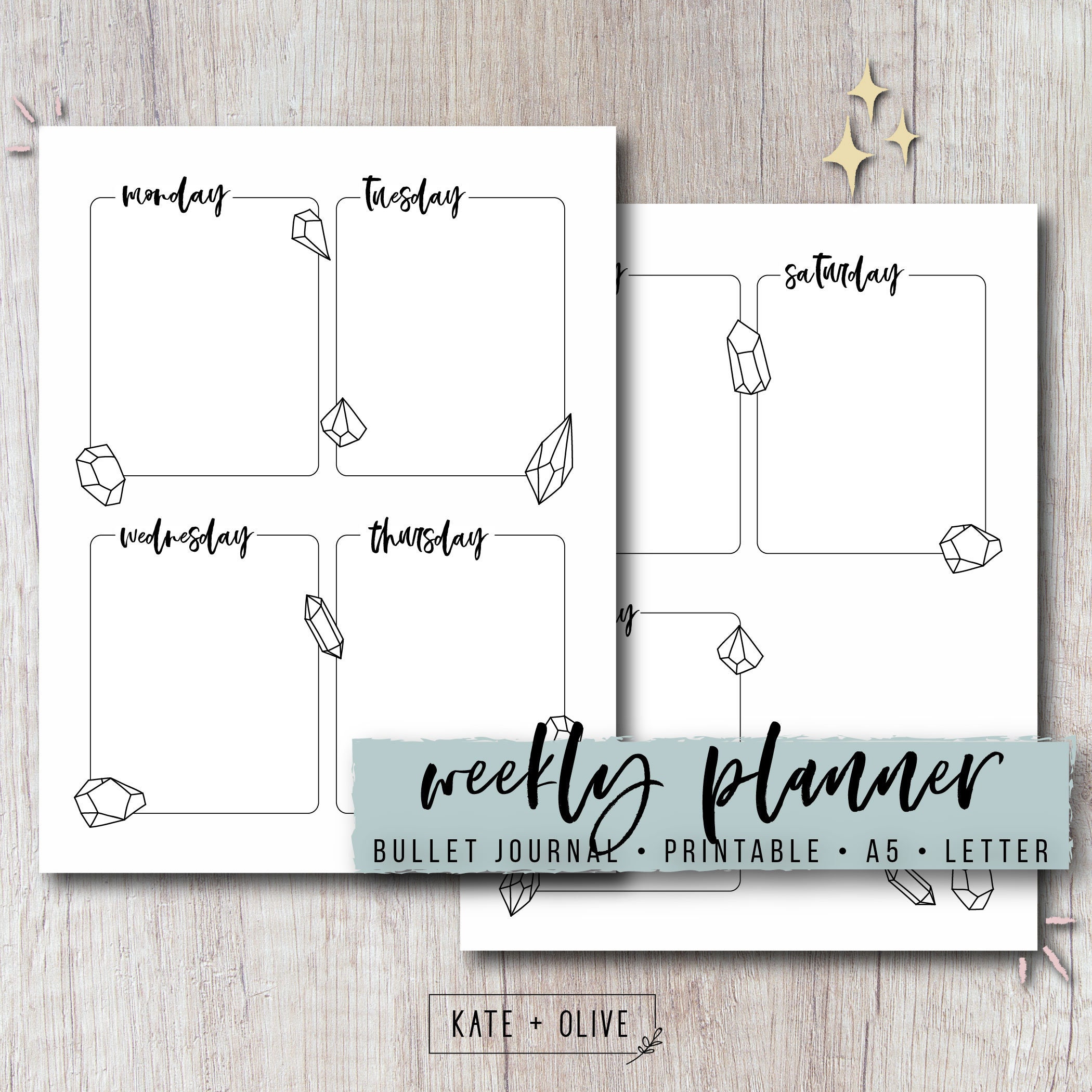 Journal Printable Planner Set With Monthly, Weekly, Daily Spreads GEMS ...