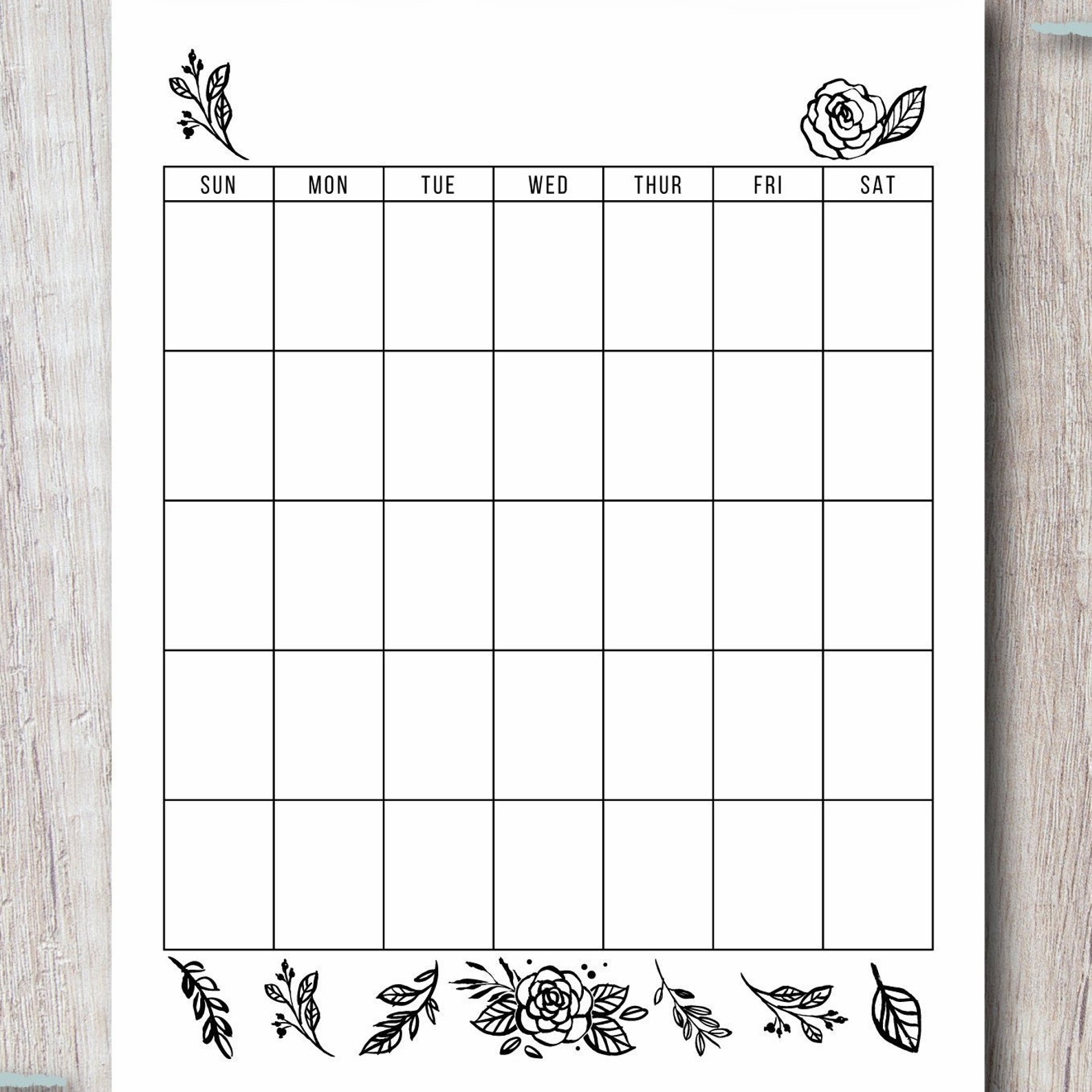 Journal Printable Monthly Planner Insert Floral Undated Single Page ...