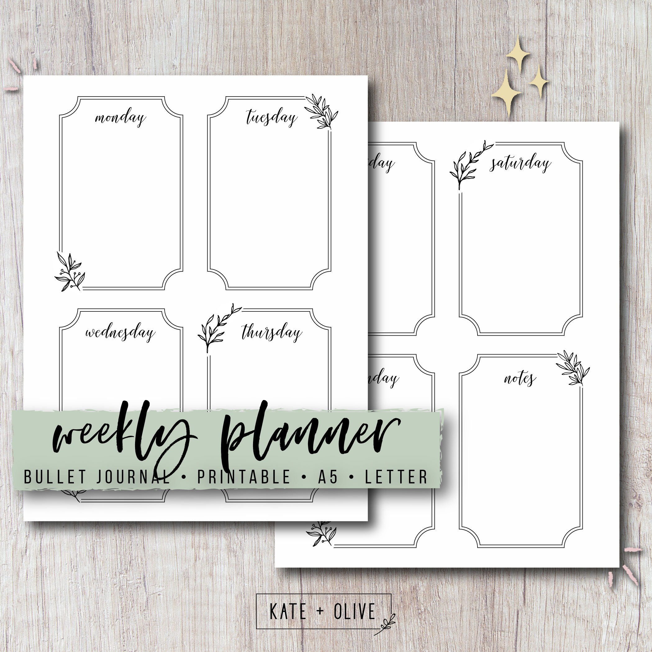 Journal Printable Planner Set - Monthly, Weekly, Daily Spreads ...