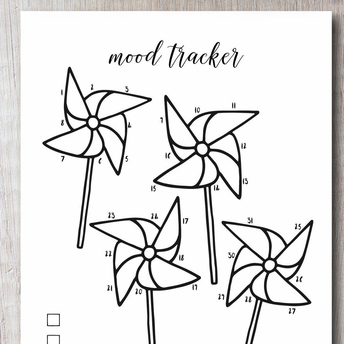 Mood Tracker Printable Insert Pinwheels Journal Bujo Planner Template ...