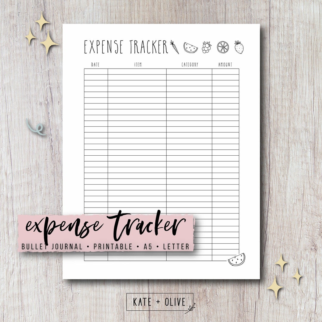 Expense Tracker Printable Template for Journal and Planner Insert ...