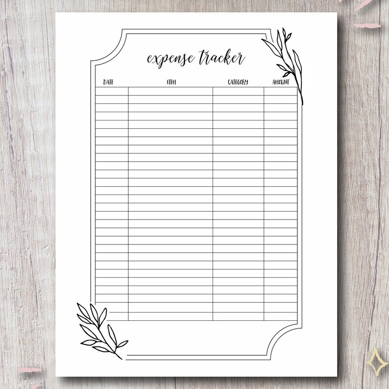 Expense Tracker Printable Template Planner and Journal Insert Greenery ...