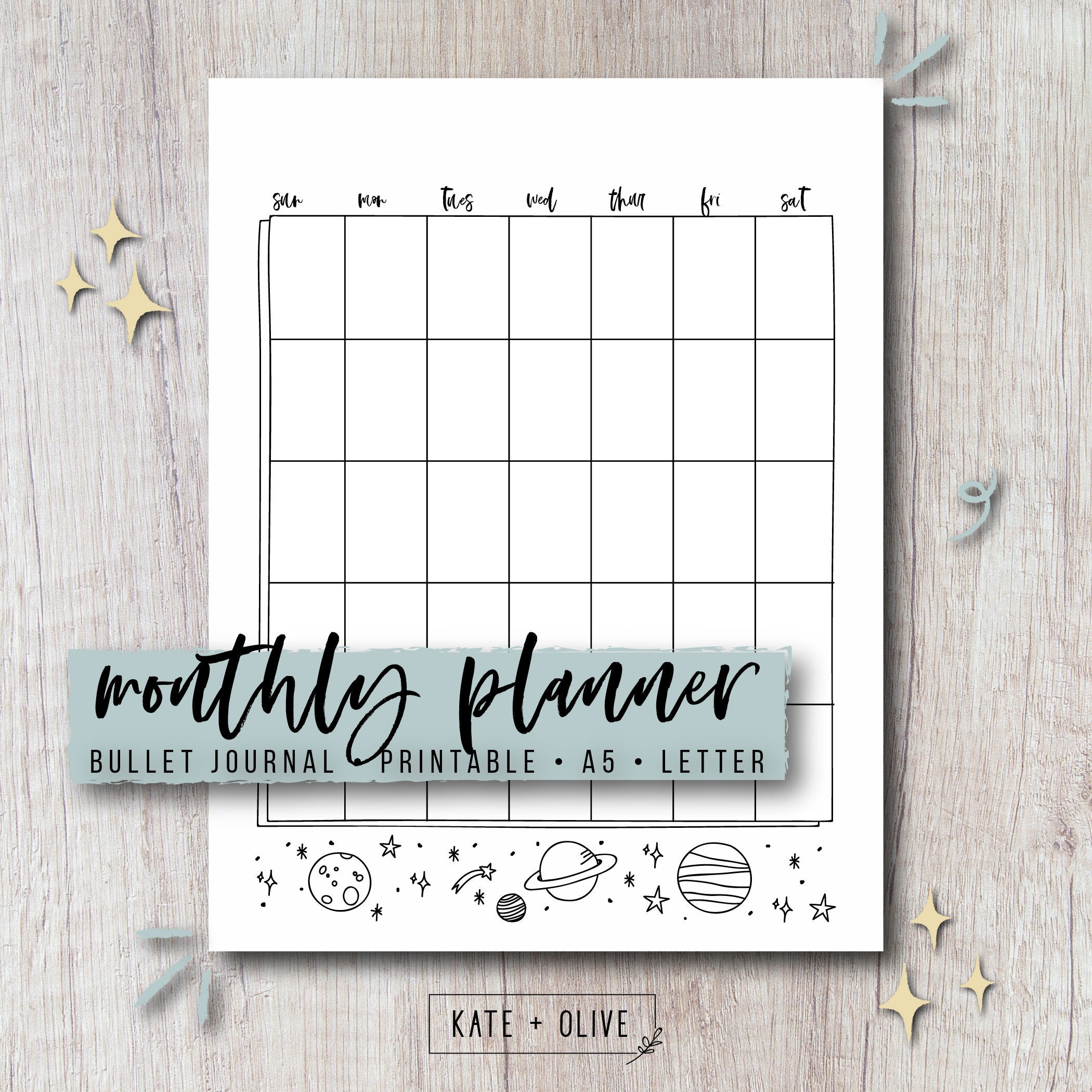 Journal Monthly Planner Printable Insert Space Template One Page Spread ...