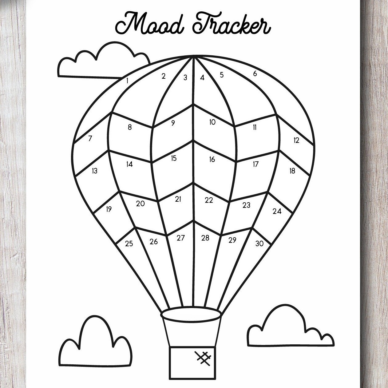 Mood Tracker Printable - Hot Air Balloon | Insert for Journal Bujo ...