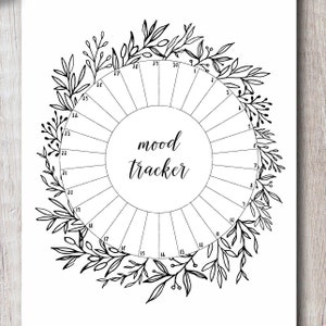 Mood Tracker Printable Insert - Circle Greenery | Journal, Bujo ...