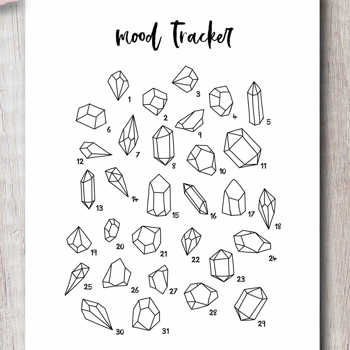 Mood Tracker Printable Insert - Gems | Journal Bujo Planner Template ...