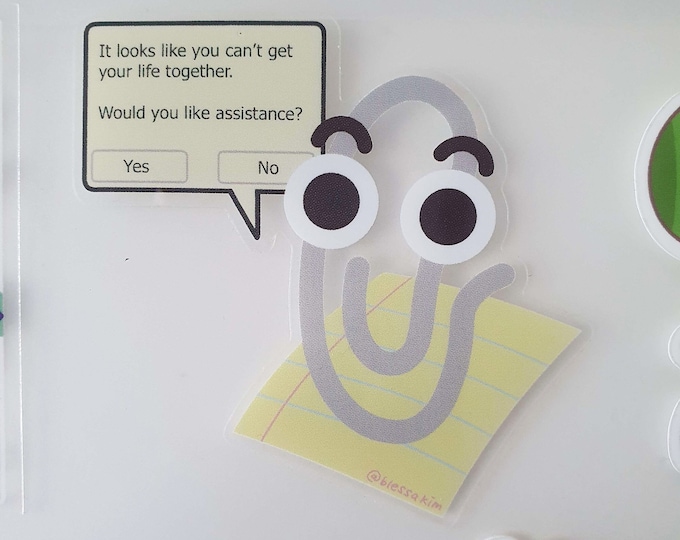 Microsoft Word Clippy Clear Transparent Sticker for Boomers and ...