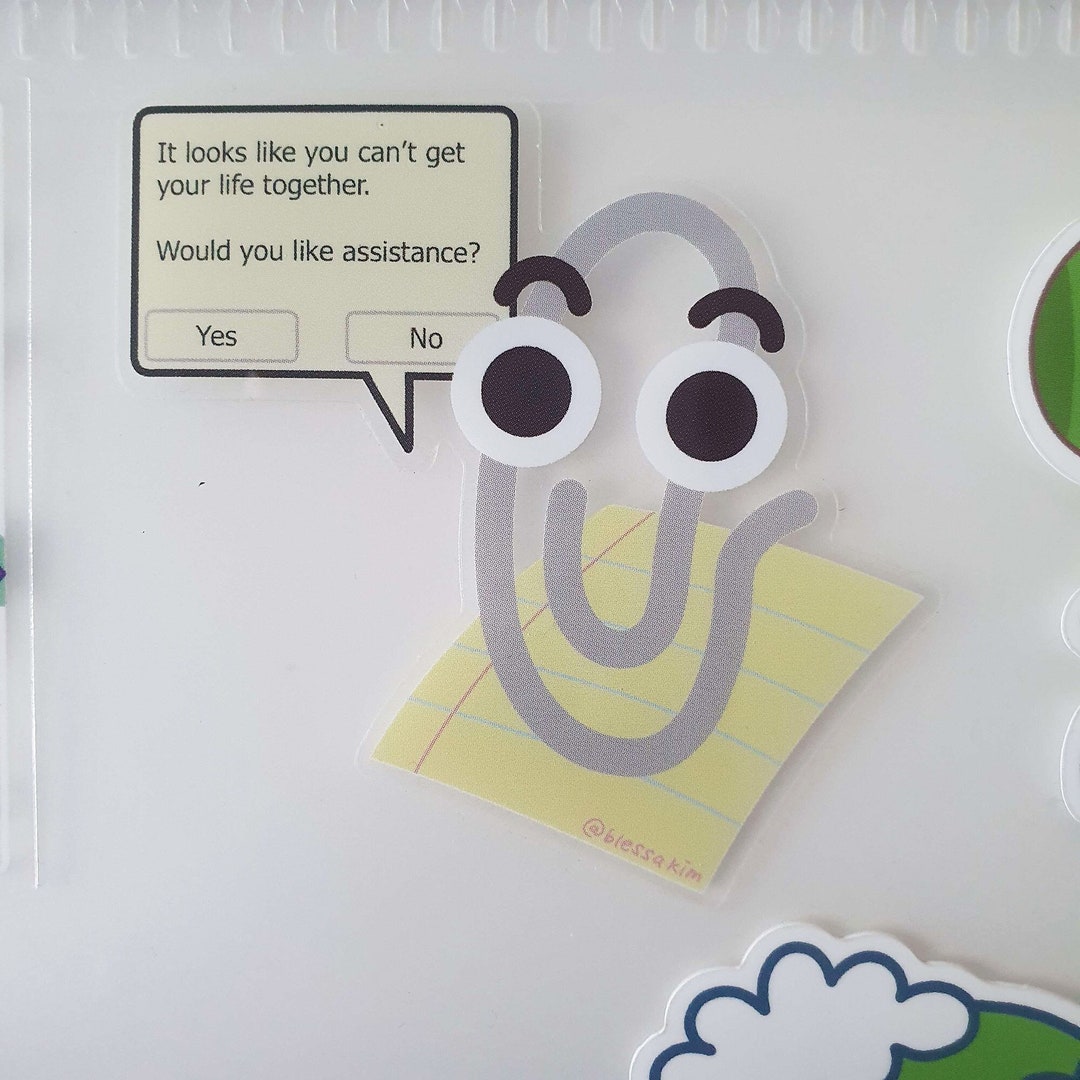 Microsoft Word Clippy Clear Transparent Sticker for Boomers and ...