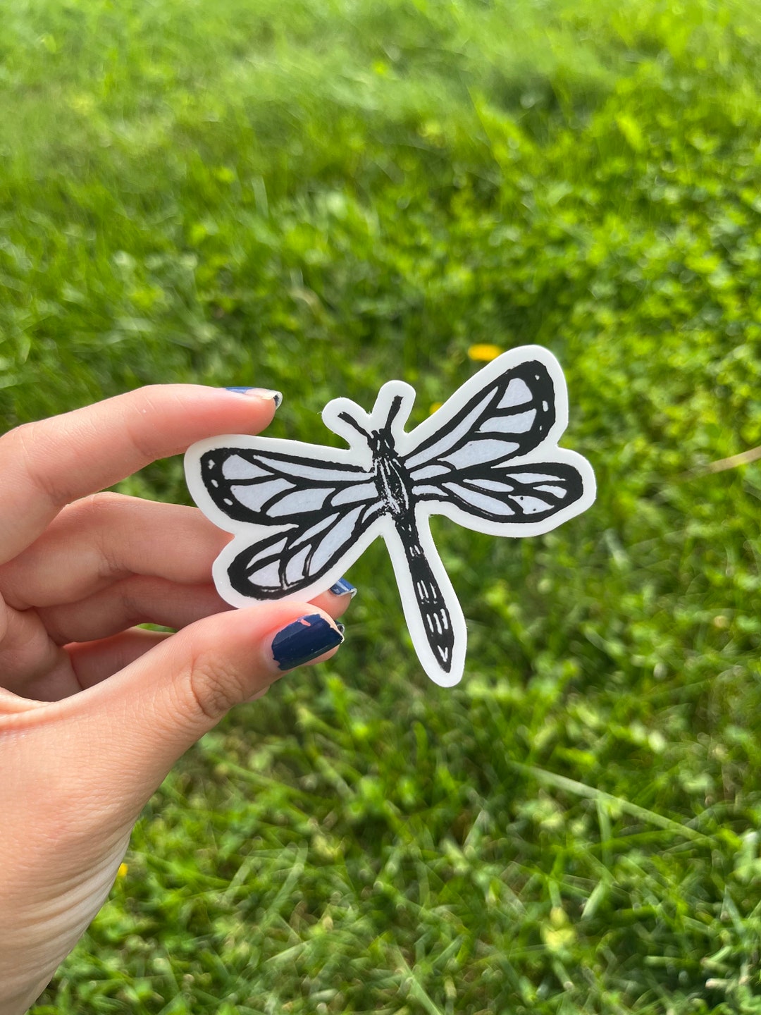 Dragonfly Stickers Linocut Woodcut Bug Vinyl Art Stickers for Laptop ...