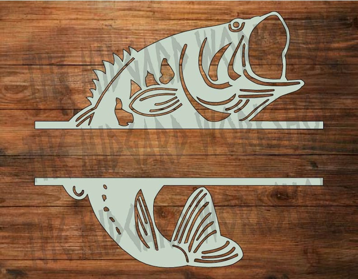 Bass split monogram fish monogram DXF file dxf / svg / png / | Etsy
