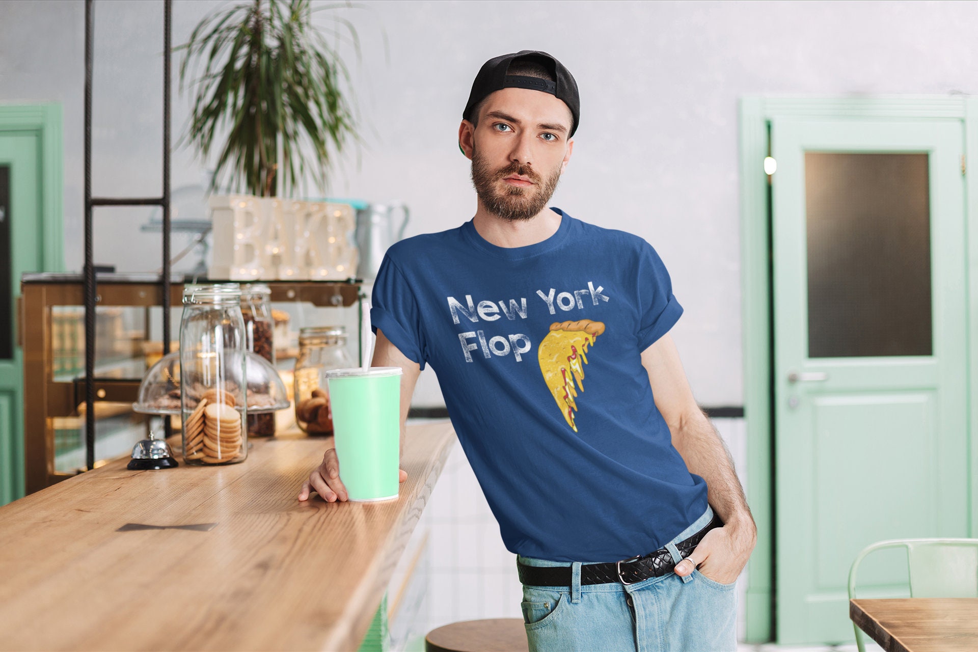 New York Flop Cheese Pizza Vintage Distressed Short-sleeve - Etsy