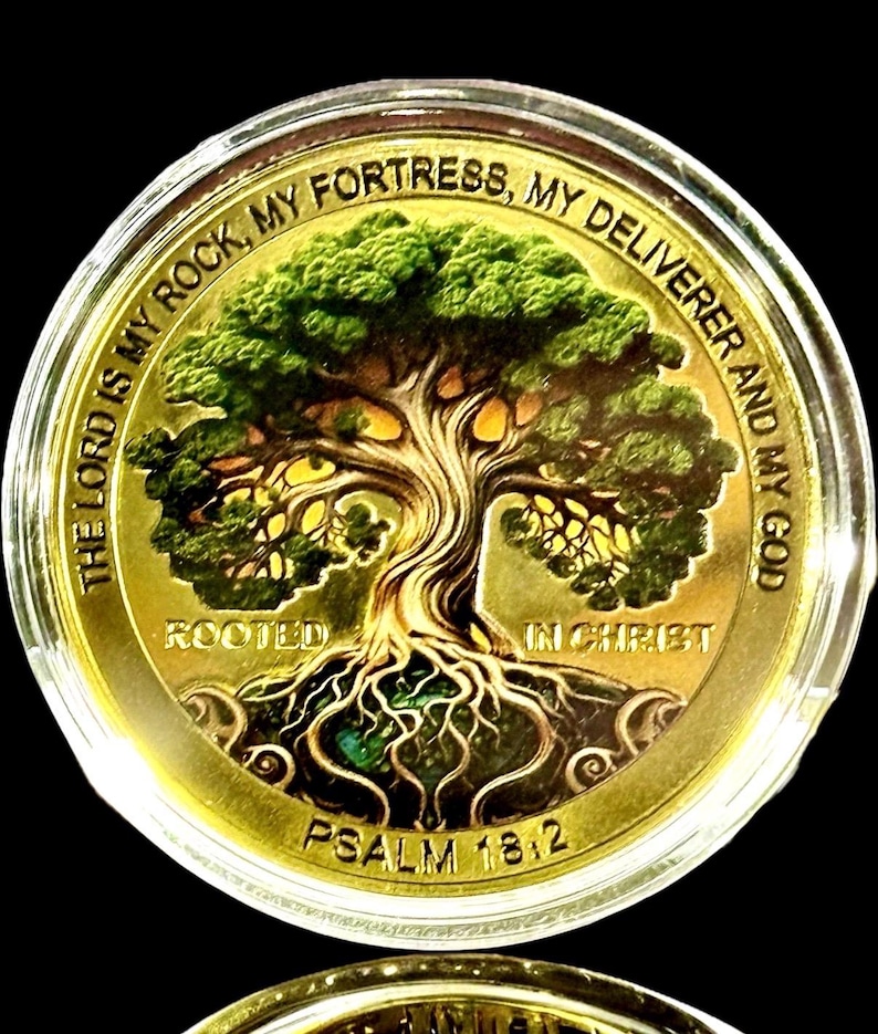 1 Oz 24k Gold Layered TREE OF LIFE Rooted in Christ Coin Bu in Capsule ...