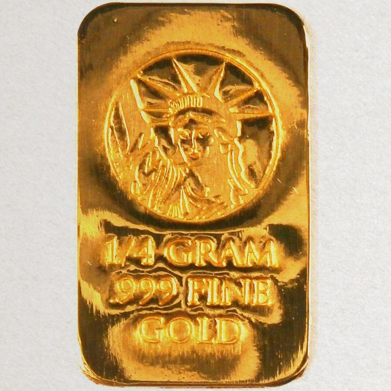 1/4 Gram .9999 Fine 24k Gold Bullion Bar in Coa Card - Etsy