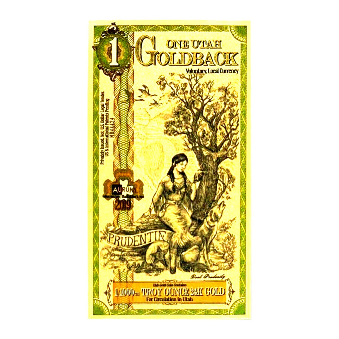 1 UTAH Goldback Aurum 24kt Gold Foil Note Bu 1/1000 OZ .999 Fine Gold ...