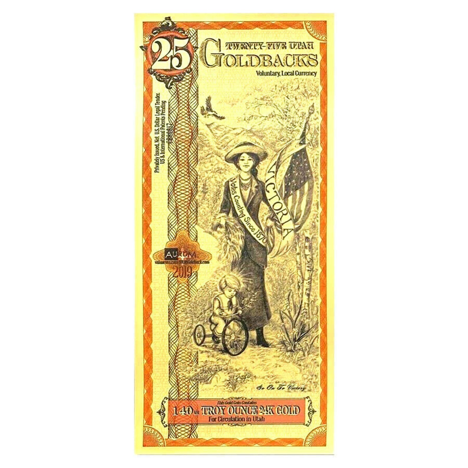 UTAH GOLDBACK Full Set Aurum 24kt Gold Foil Notes Bu 1,5,10,25,50 1/ ...