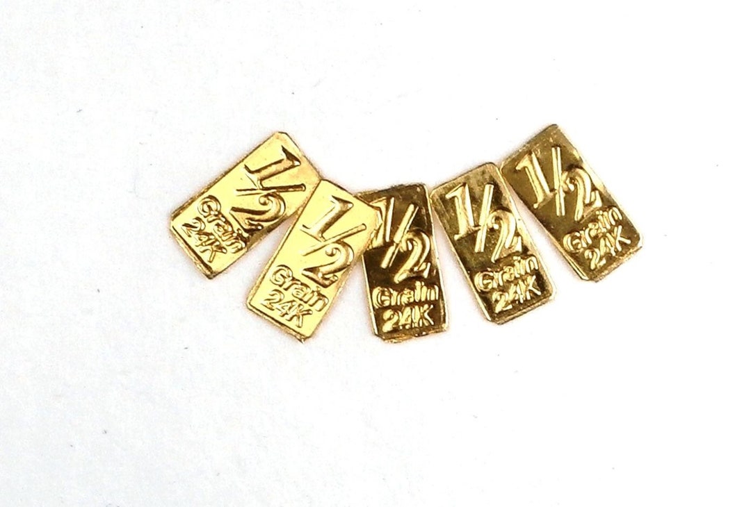 5 X 1/2 Grain .9999 Fine 24k GOLD BULLION BARS - in Coa Card - Etsy