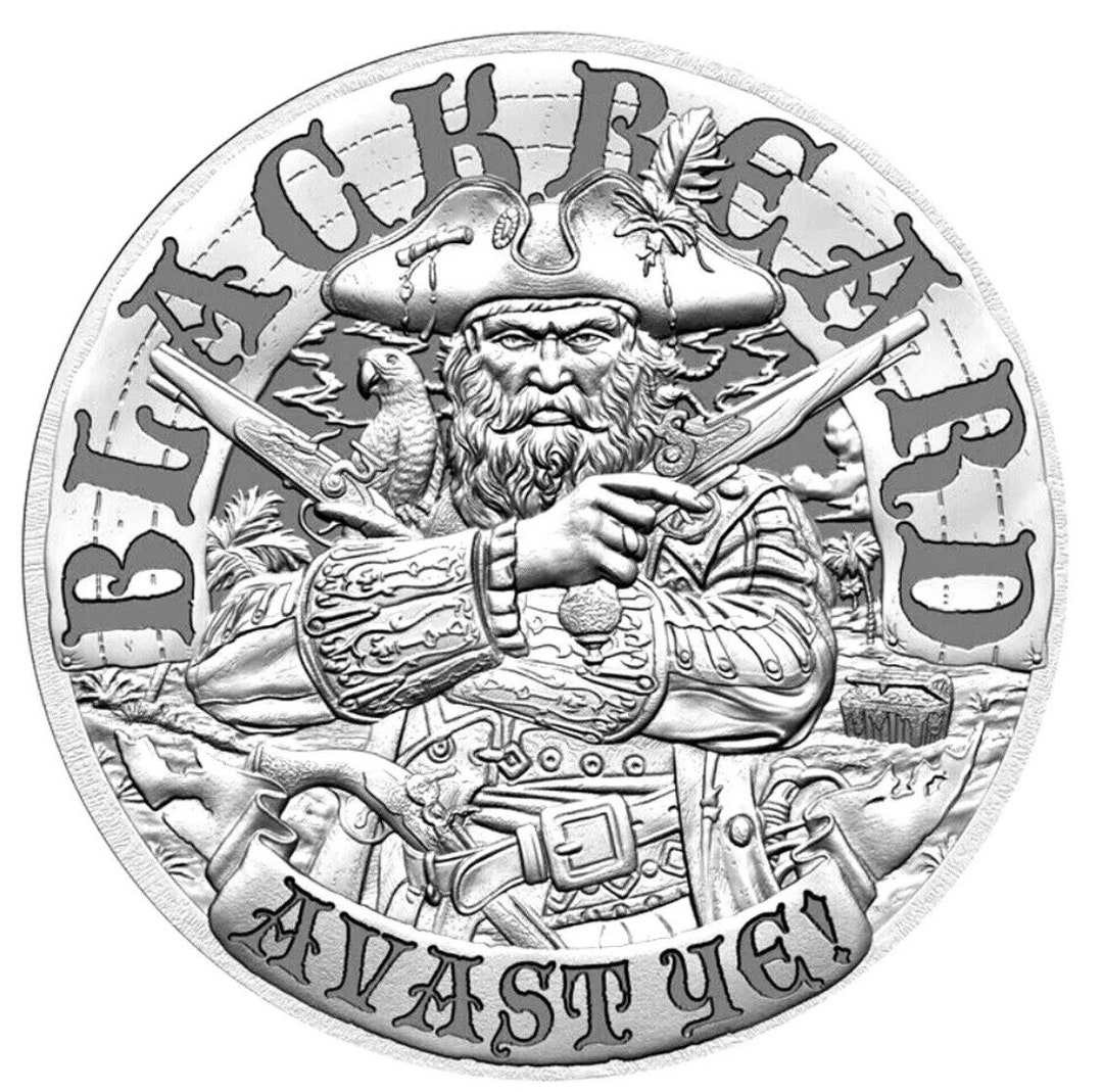 1 Troy OZ .999 Fine Silver BLACKBEARD PIRATE Round Bu - Etsy