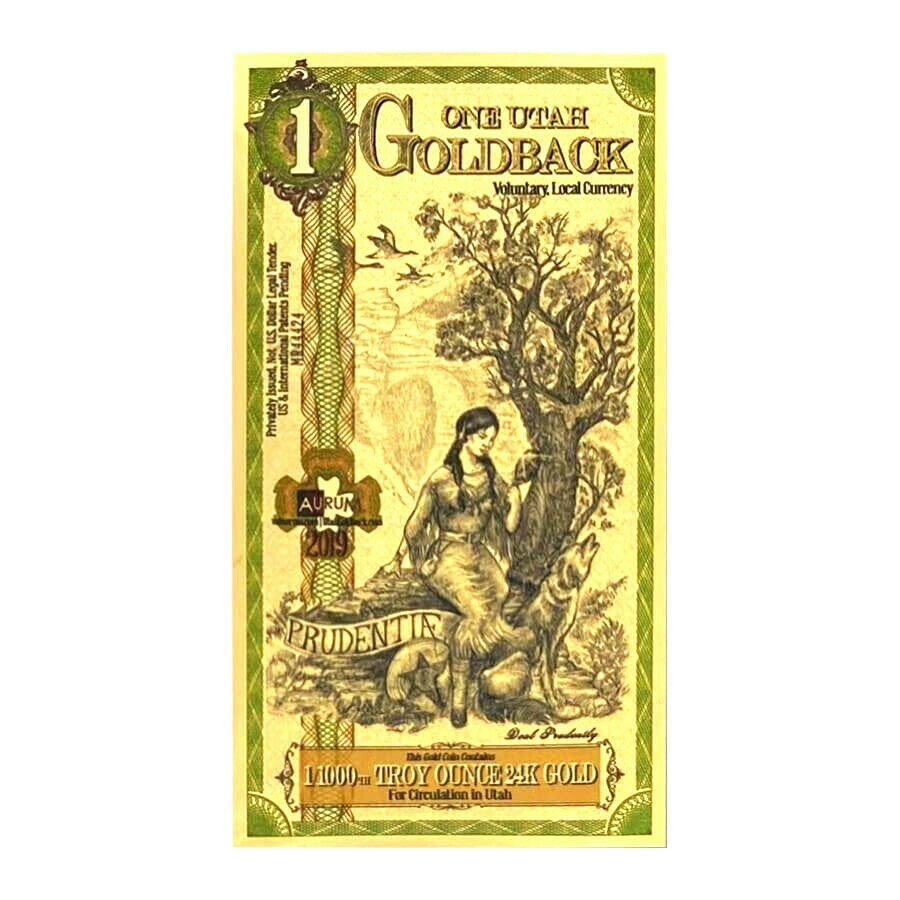 1 Utah Goldback Aurum 24kt Gold Foil Note Bu 1/1000 OZ .999 - Etsy