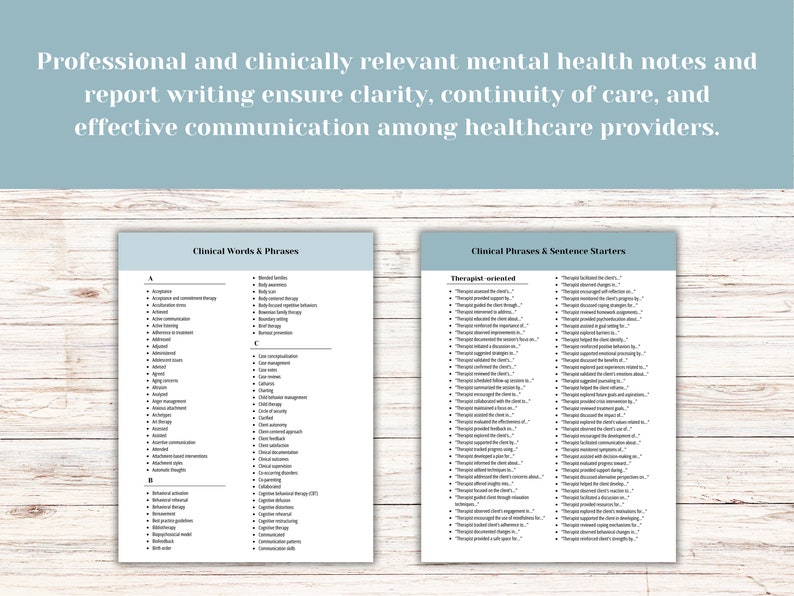 Clinical Words & Phrases, Therapy Interventions, Report Writing, Client ...