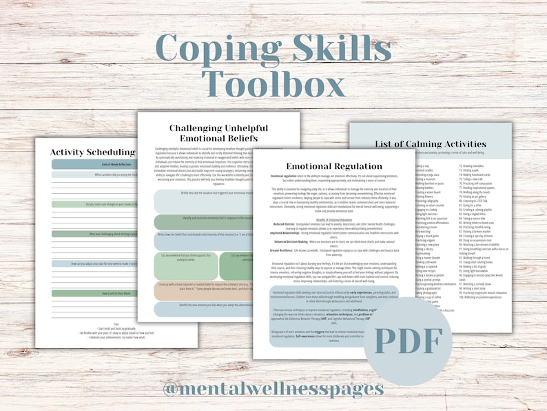 Coping Skills Toolbox, Emotional Regulation, Behavioral Activation, CBT ...