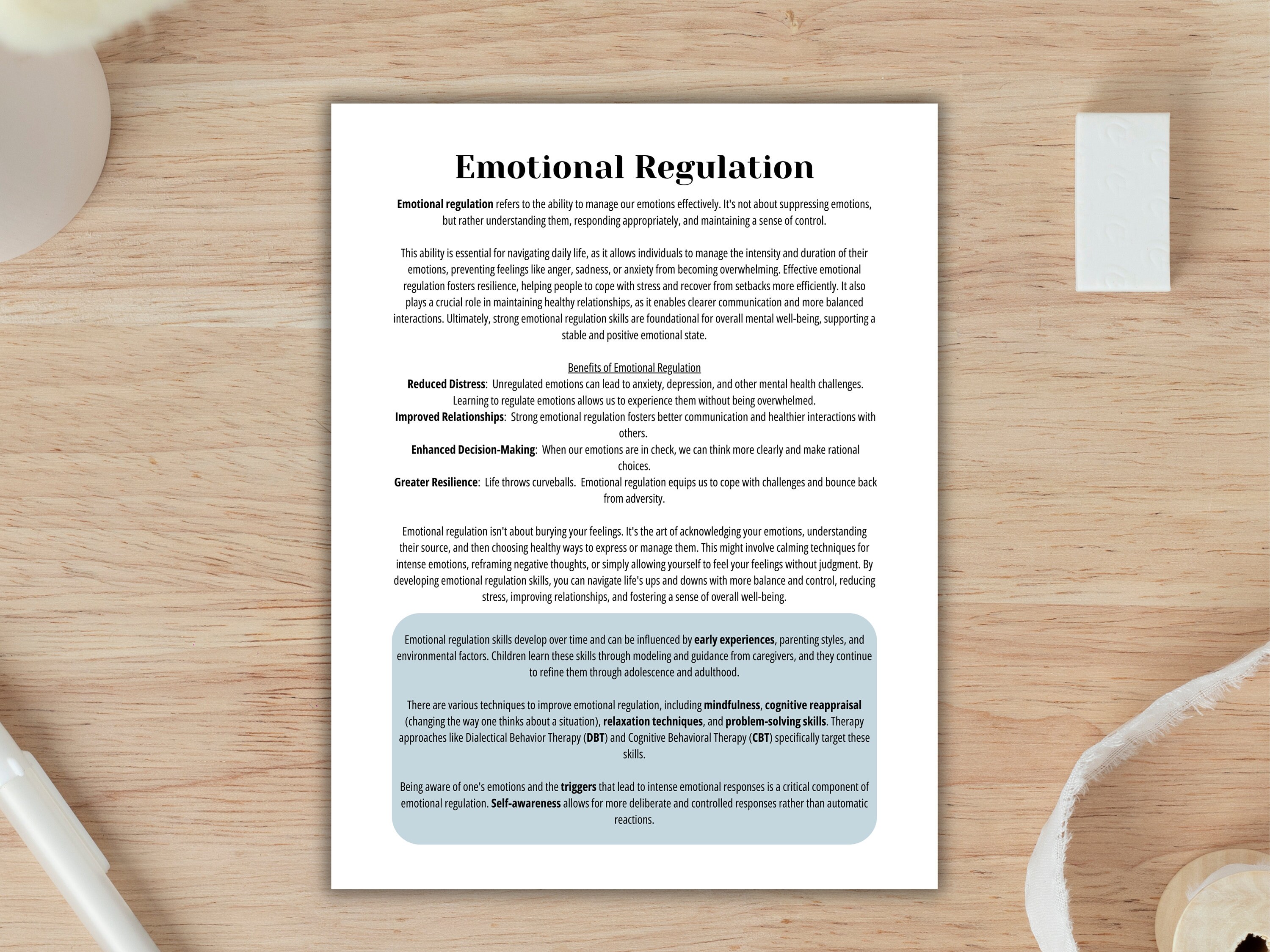Coping Skills Toolbox, Emotional Regulation, Behavioral Activation, CBT ...