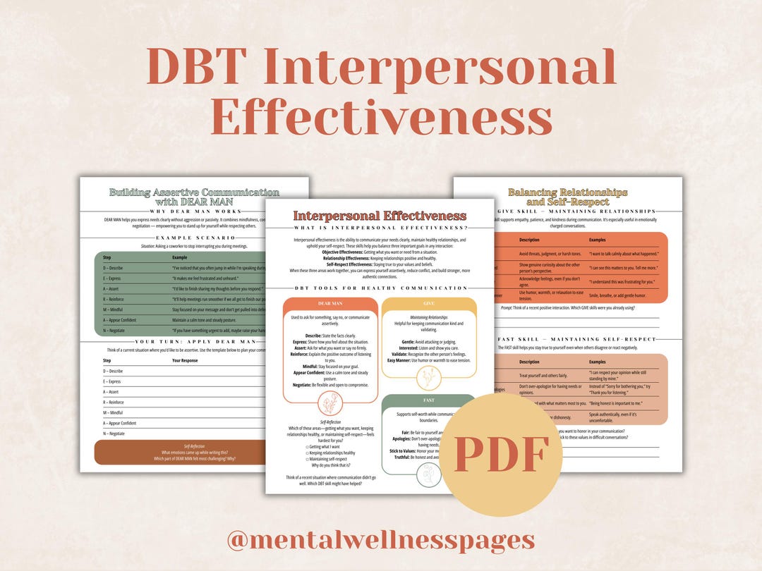 DBT Interpersonal Effectiveness, Communication Guide, Relationship Help, BPD Coping Skills ...