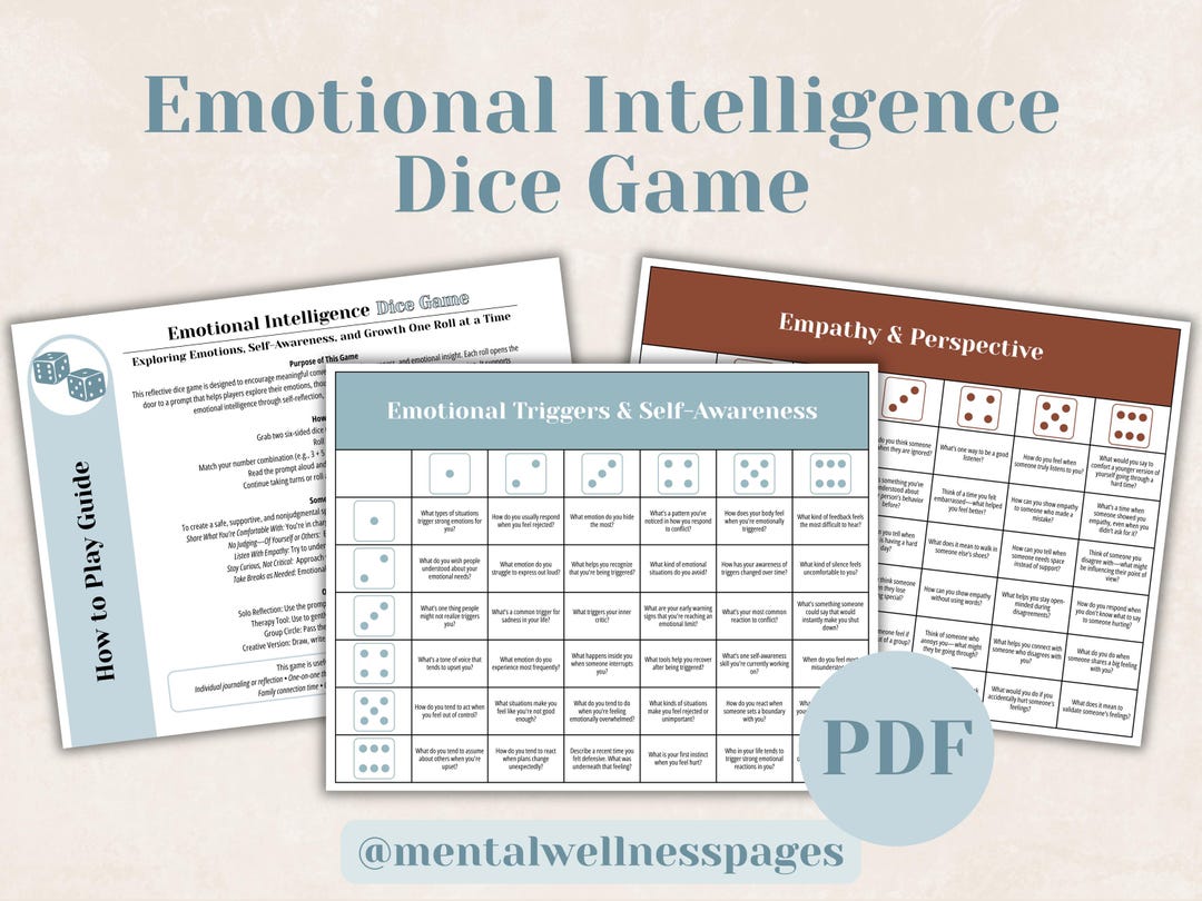 Emotional Intelligence Dice Game, Group Therapy, Ice Breaker Classroom ...
