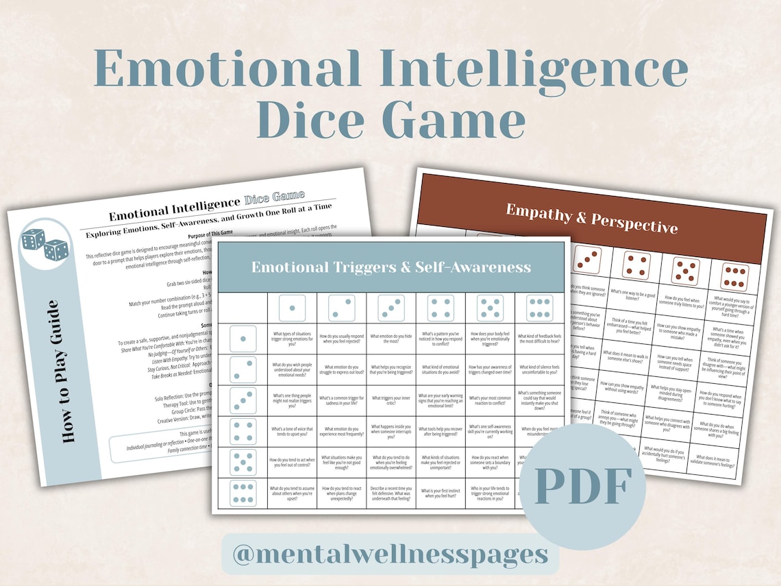 Emotional Intelligence Dice Game, Group Therapy, Ice Breaker Classroom ...