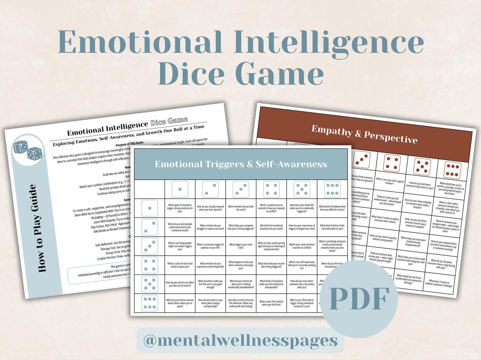 Emotional Intelligence Dice Game, Group Therapy, Ice Breaker Classroom ...