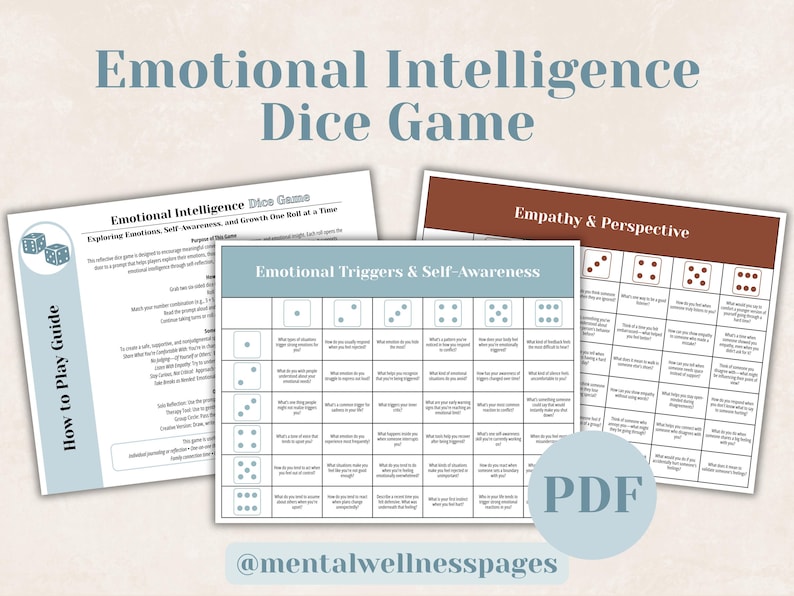 Emotional Intelligence Dice Game, Group Therapy, Ice Breaker Classroom ...