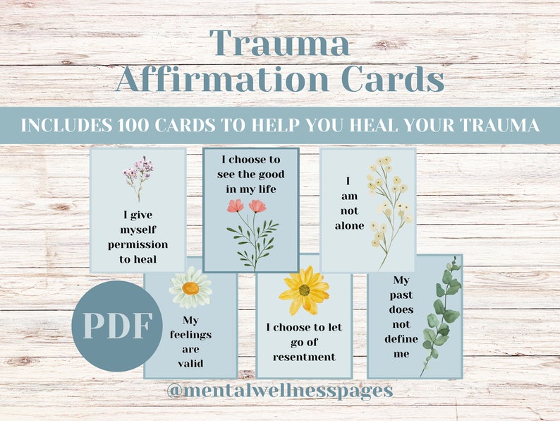 Trauma Affirmation Cards, Coping Cards, Healing Journey, Therapy Tool ...