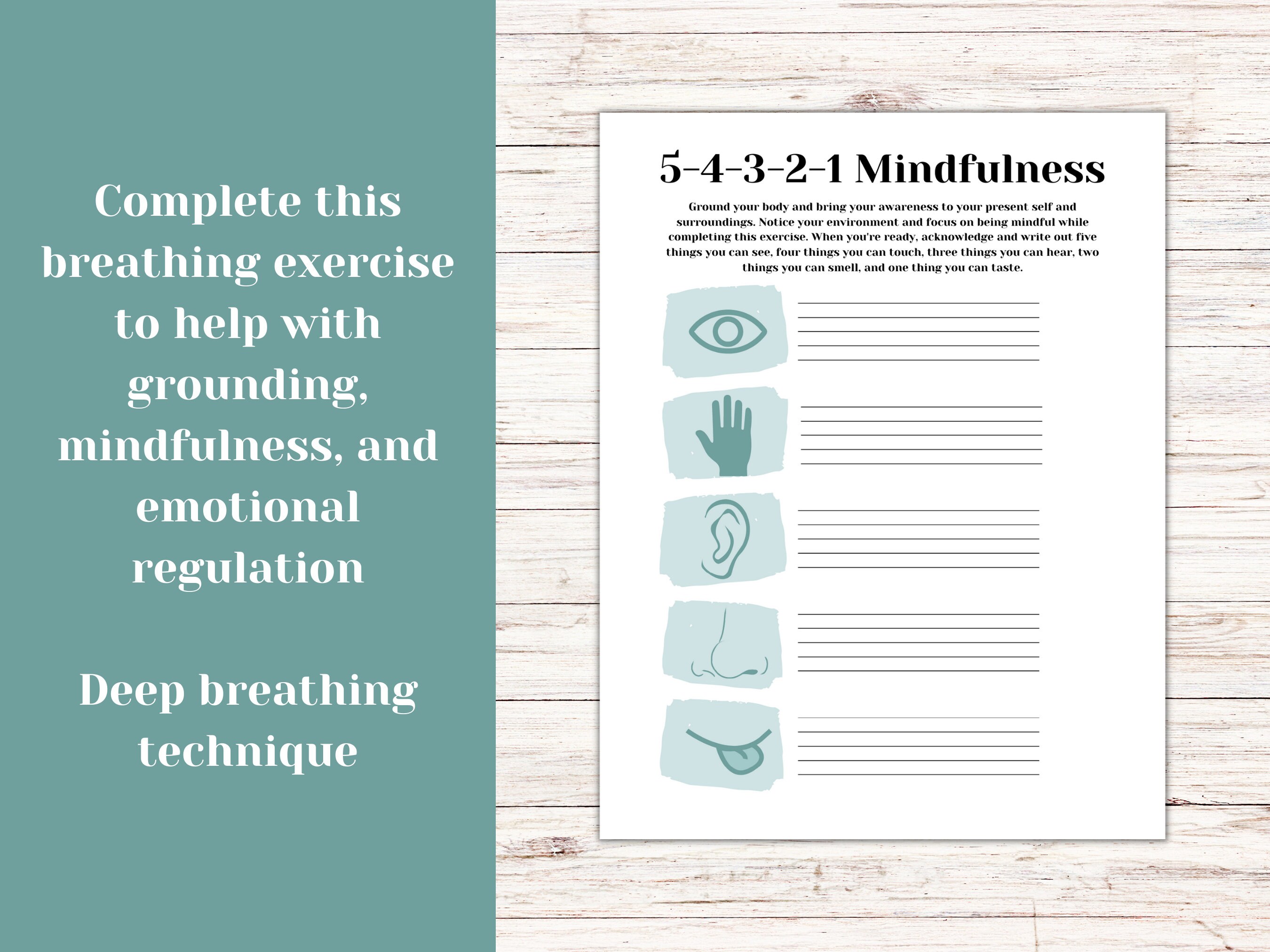 5-4-3-2-1 Mindfulness Exercise, Grounding Tool, Being Present, Focusing ...