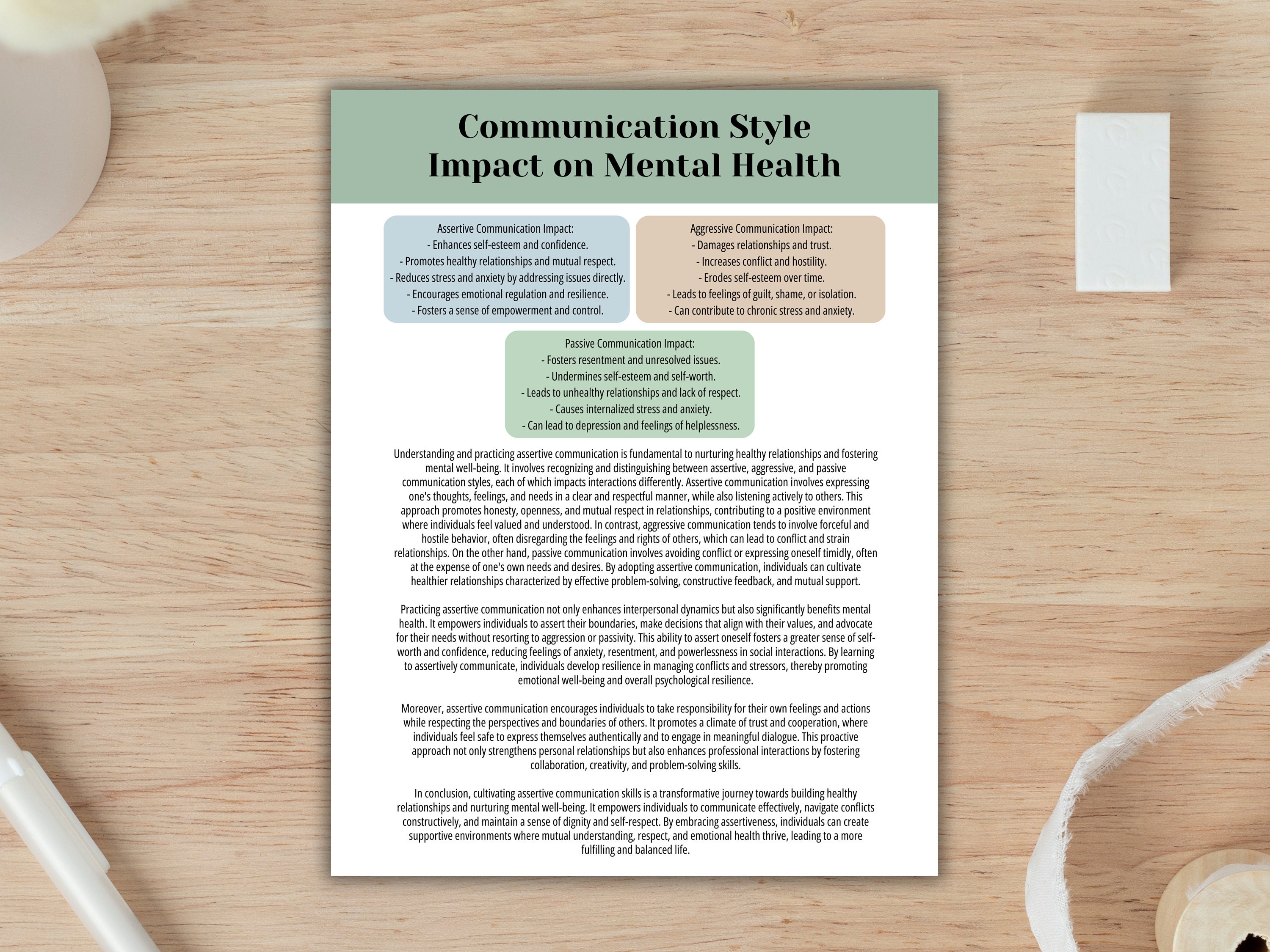 Assertive Communication Worksheets, Social Skills, Communication Styles ...