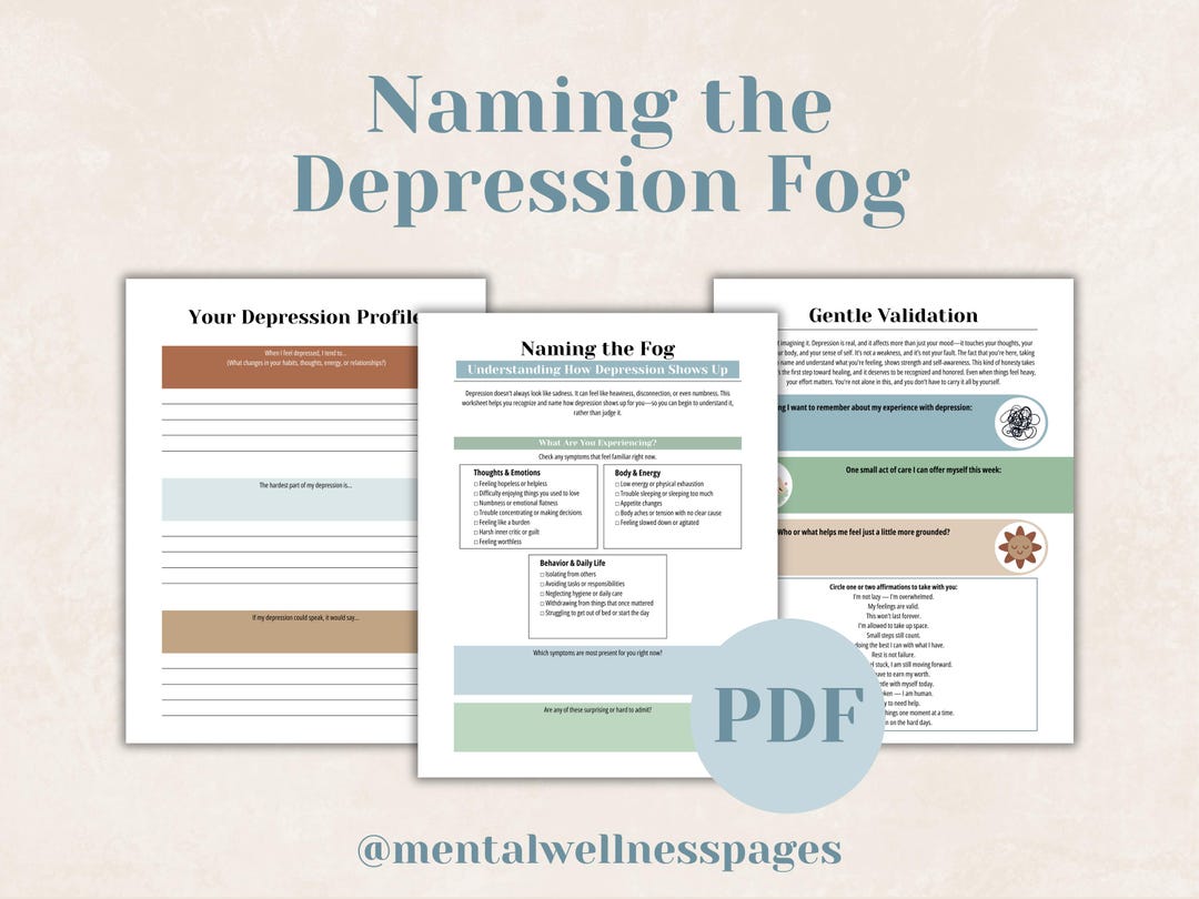 Depression Fog Therapy Worksheet, CBT Healing Journey, Kids Therapy ...