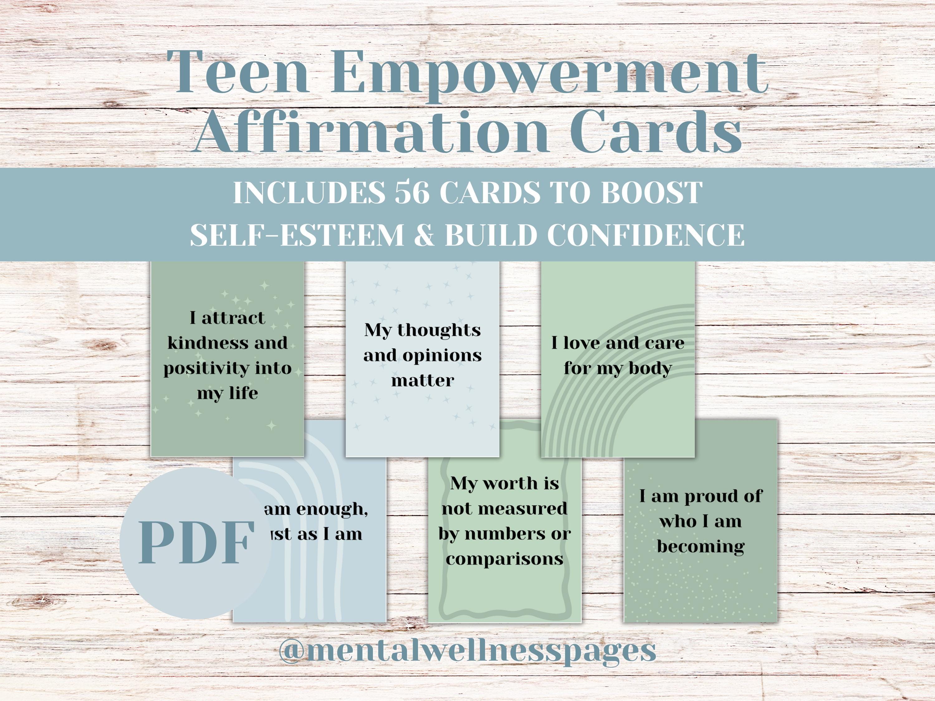 Teen Empowerment Affirmation Cards, Self Care Therapy Cards, Growth ...