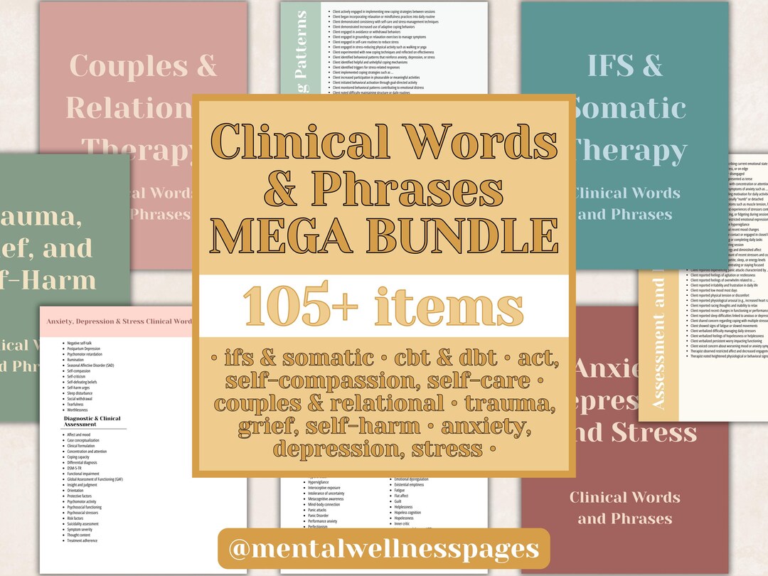 Clinical Words and Phrases MEGA BUNDLE, Report Writing, Therapist ...