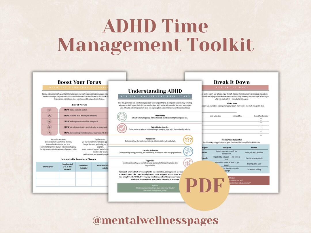 ADHD Time Management Toolkit, ADHD Daily Planner, Time Blocking, Task ...