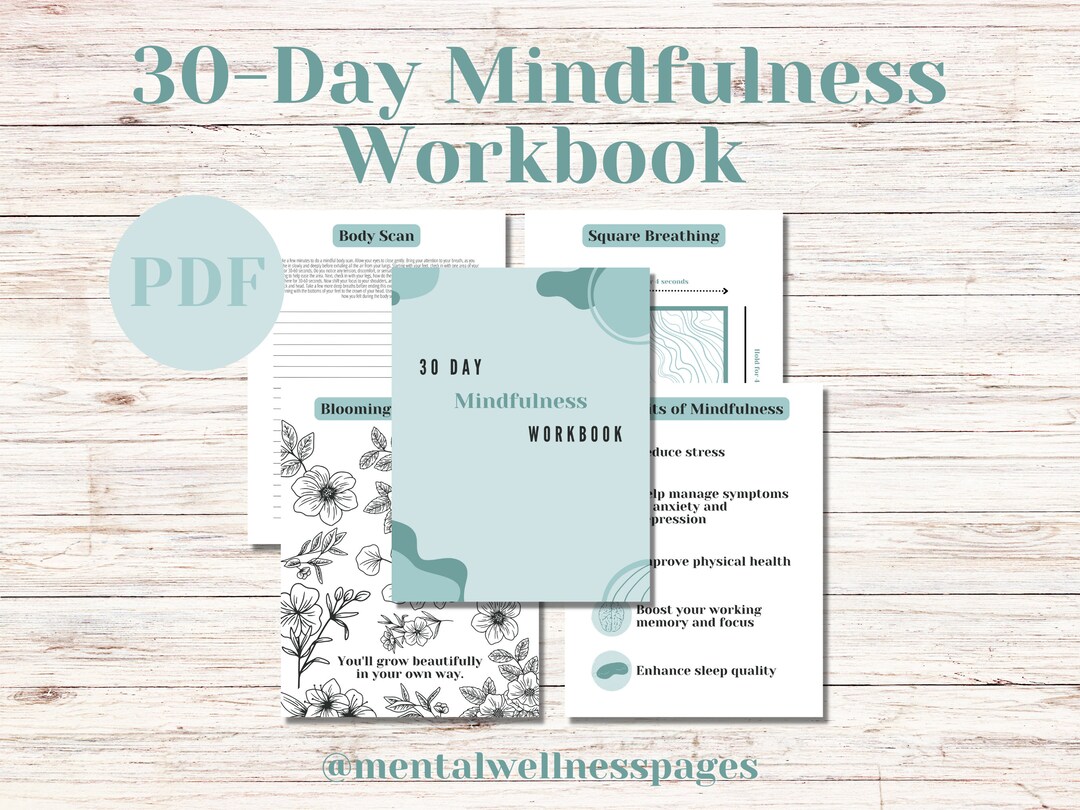 30 Day Mindfulness Workbook | Mental Health Journal | Anxiety ...