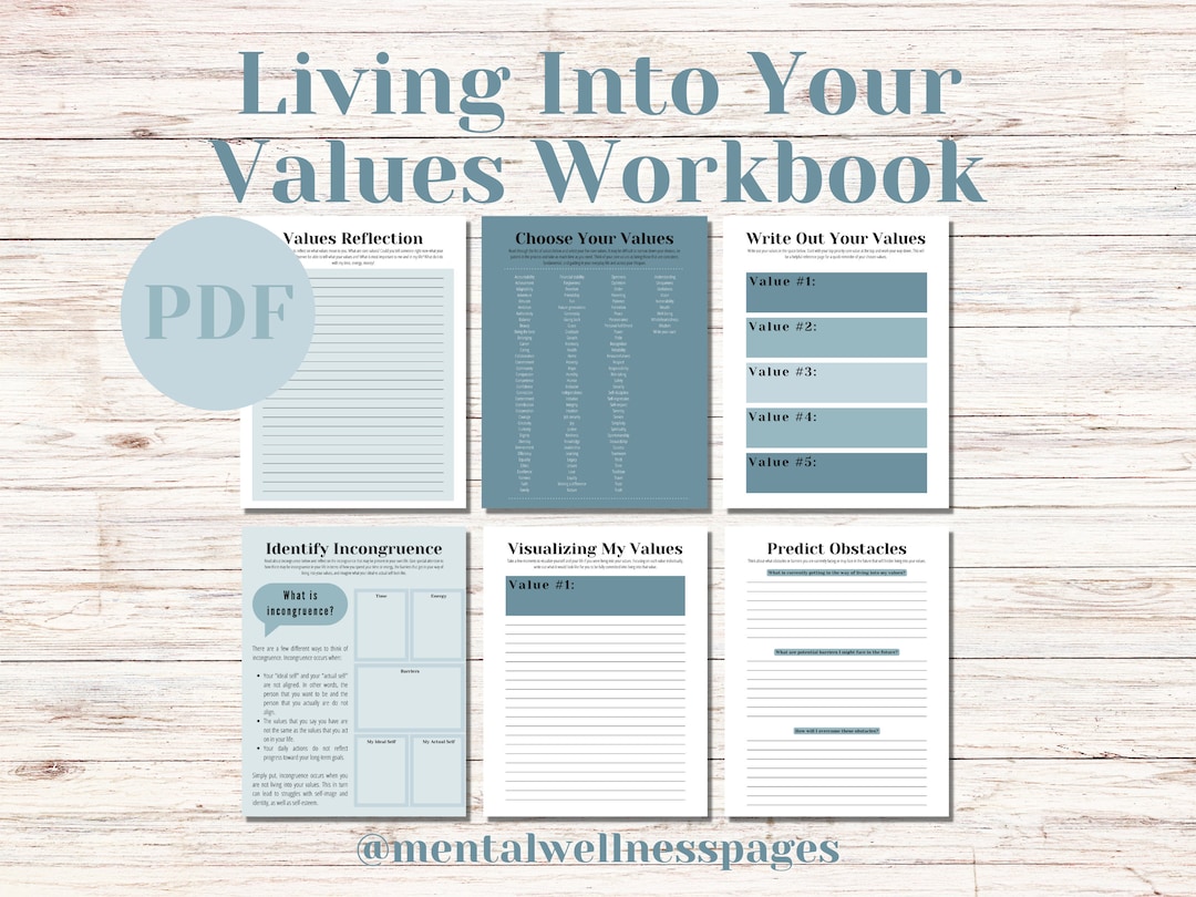 Living Into Your Values Workbook | Set Your Valued Intentions | Self ...